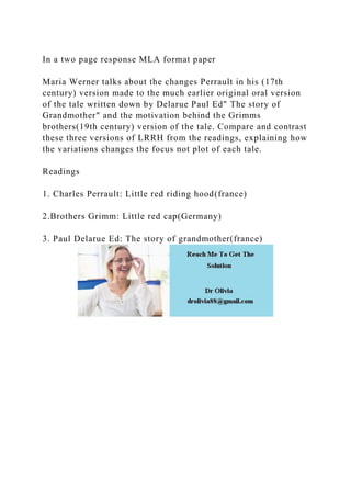 In a two page response MLA format paperMaria Werner talks about .docx