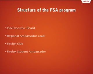 Short Intro to Mozilla and FSA Program. | PPT