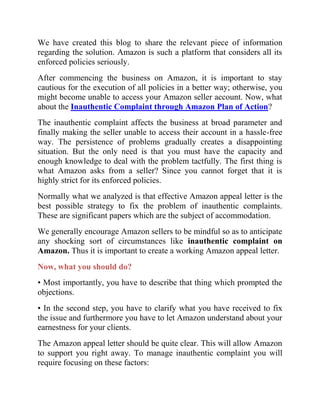 Inauthentic complaint through amazon plan of action | PDF
