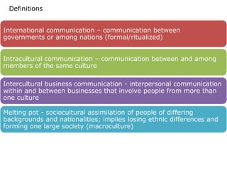 Inb220 tt week 2 ch 4 intercultural communication | PDF