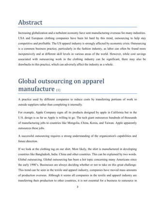 Global outsourcing of apparel manufacturing and human resource ...