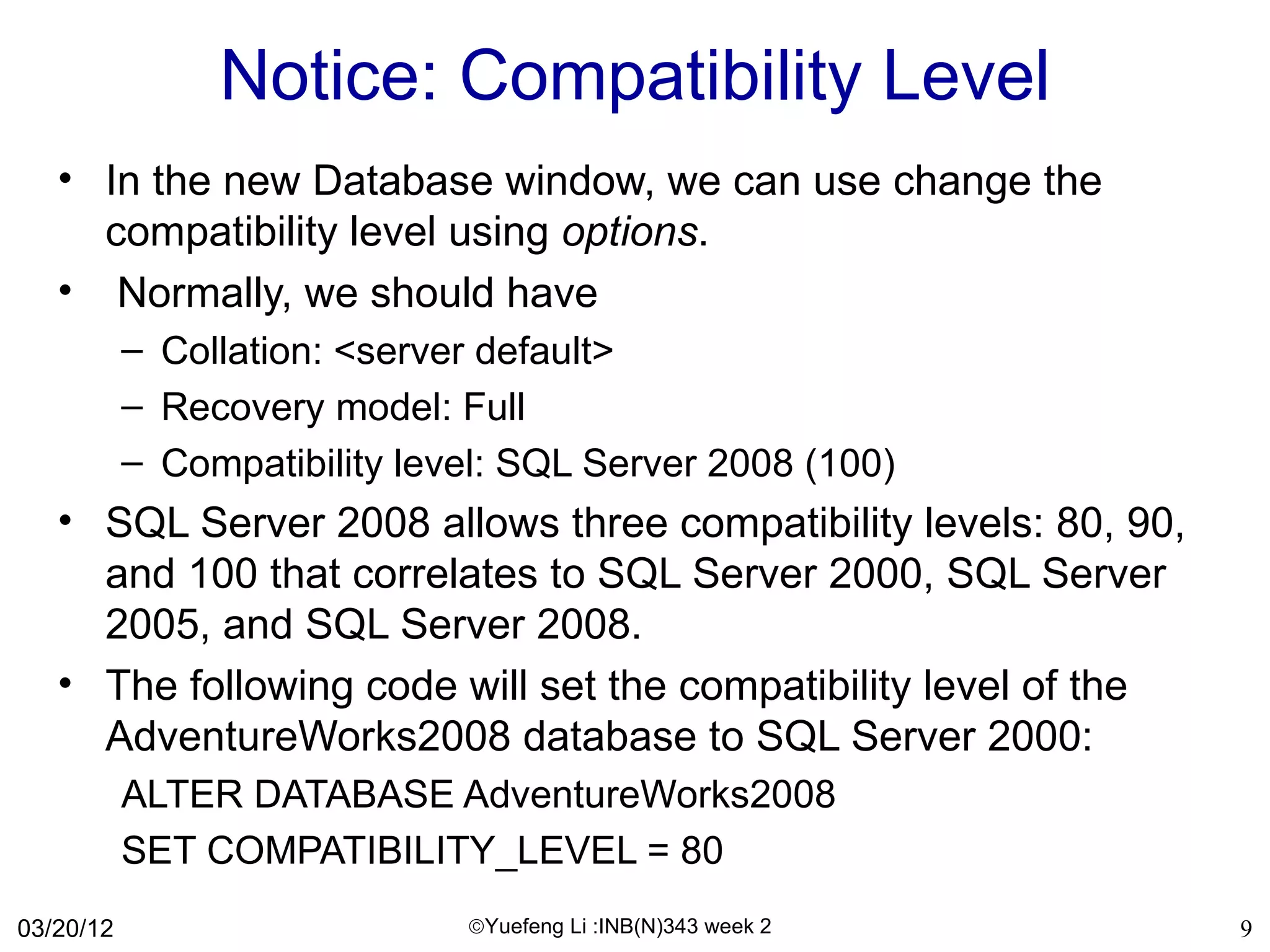 Inb343 week2 sql server intro | PPT