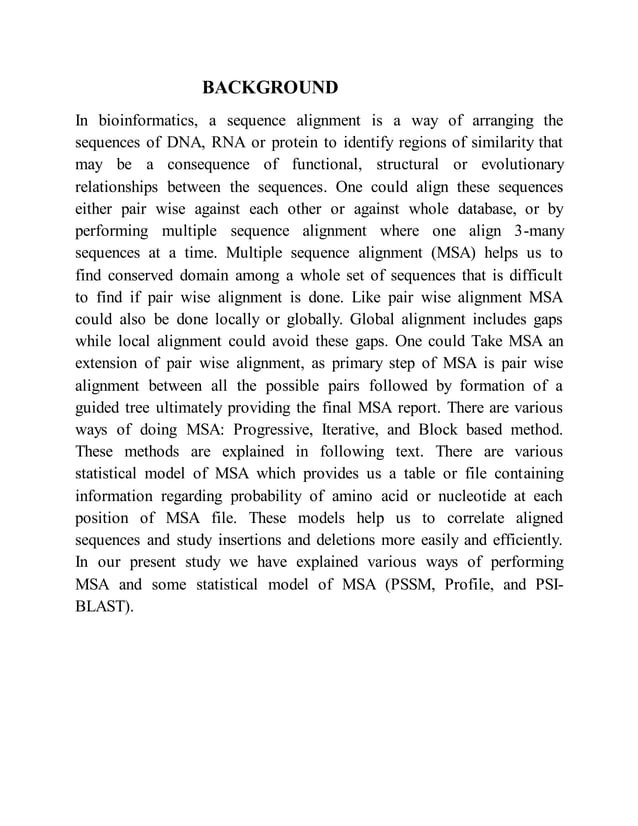 Multiple Sequence Alignment Pdf