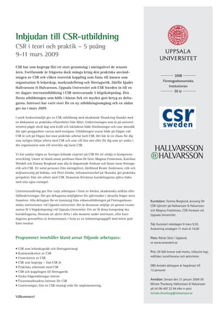 Inbjudan CSR Utbildning 9-11 Mars 2009 | PDF