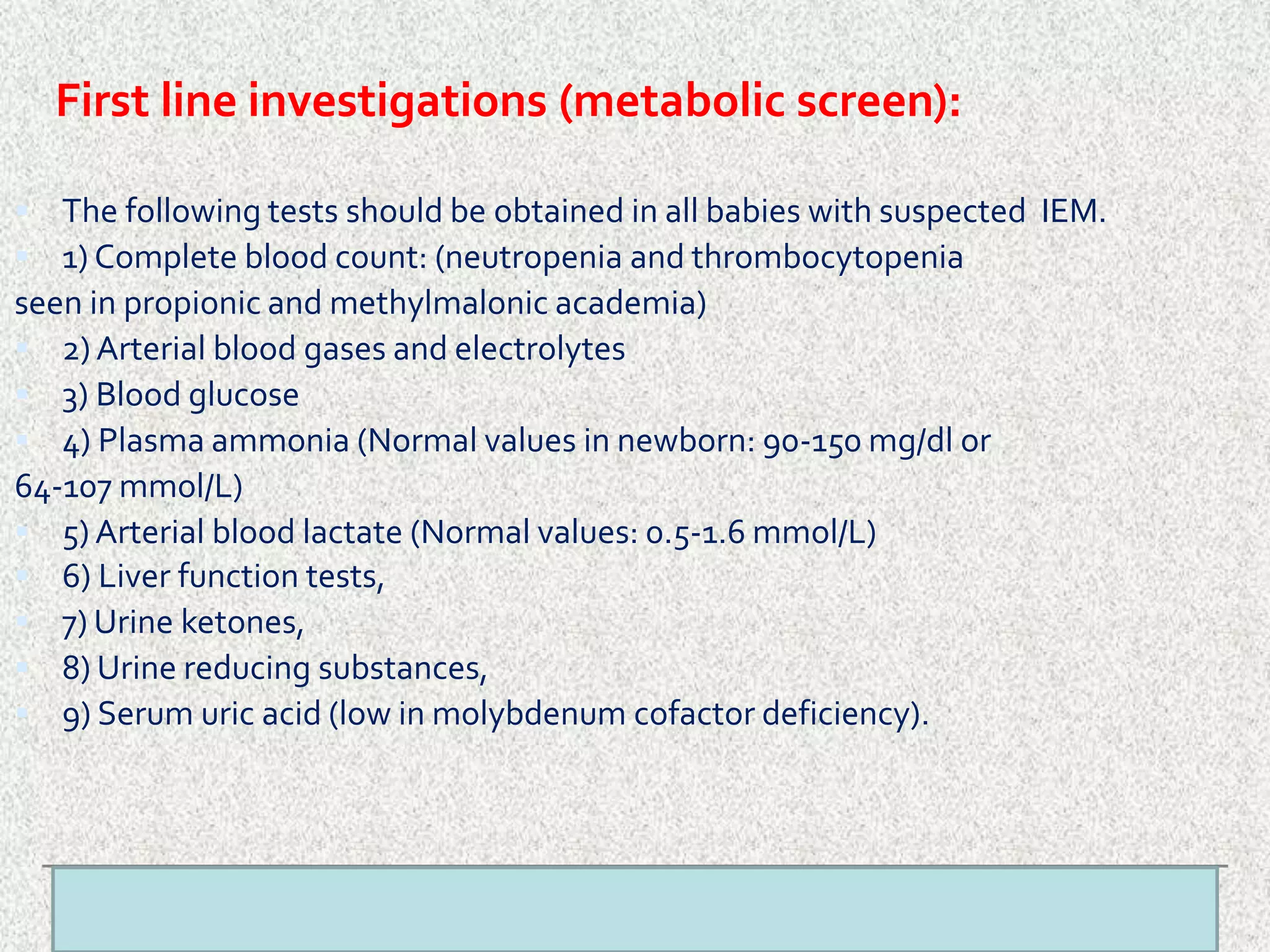 Inborn error of metabolism ( Prenatal & Newborn Screening ) | PPT