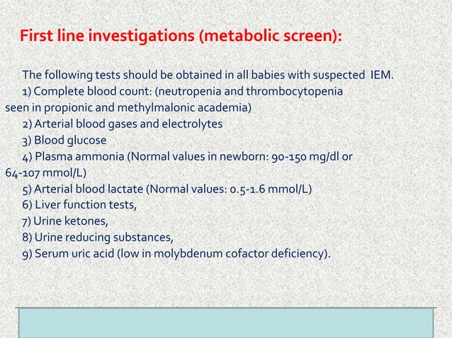 Inborn error of metabolism ( Prenatal & Newborn Screening ) | PPT