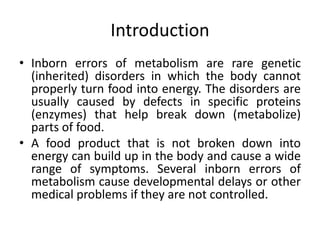 Inborn errors of metabolism | PPTX | Endocrine and Metabolic Diseases ...