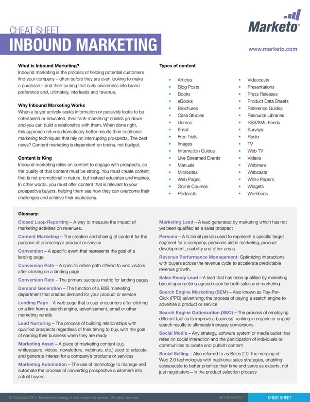 Inbound Marketing Cheat Sheet | PDF