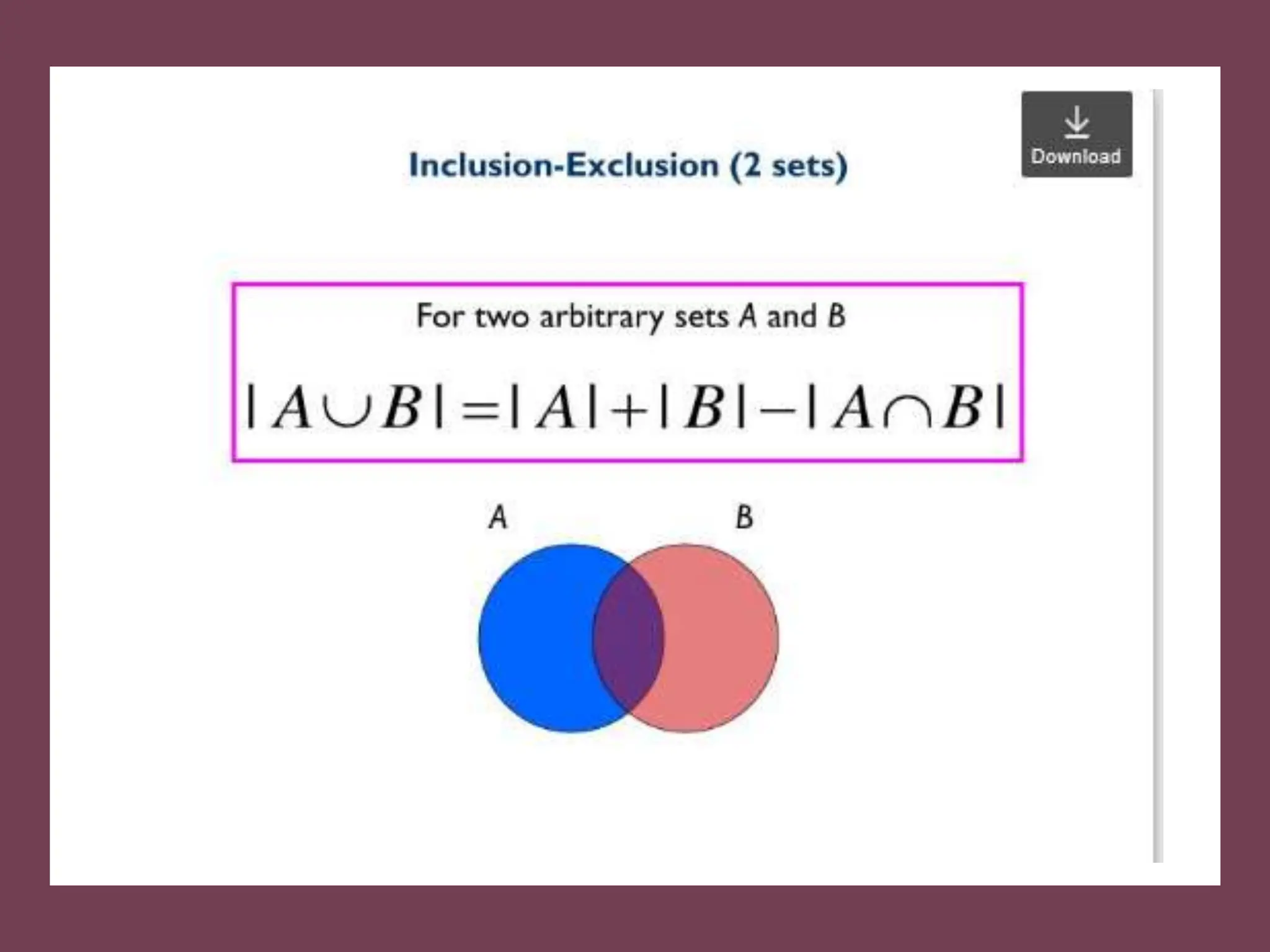 INCLUSION AND DISCLUSION FOR DISCRETE MATHEMATICS | PPT