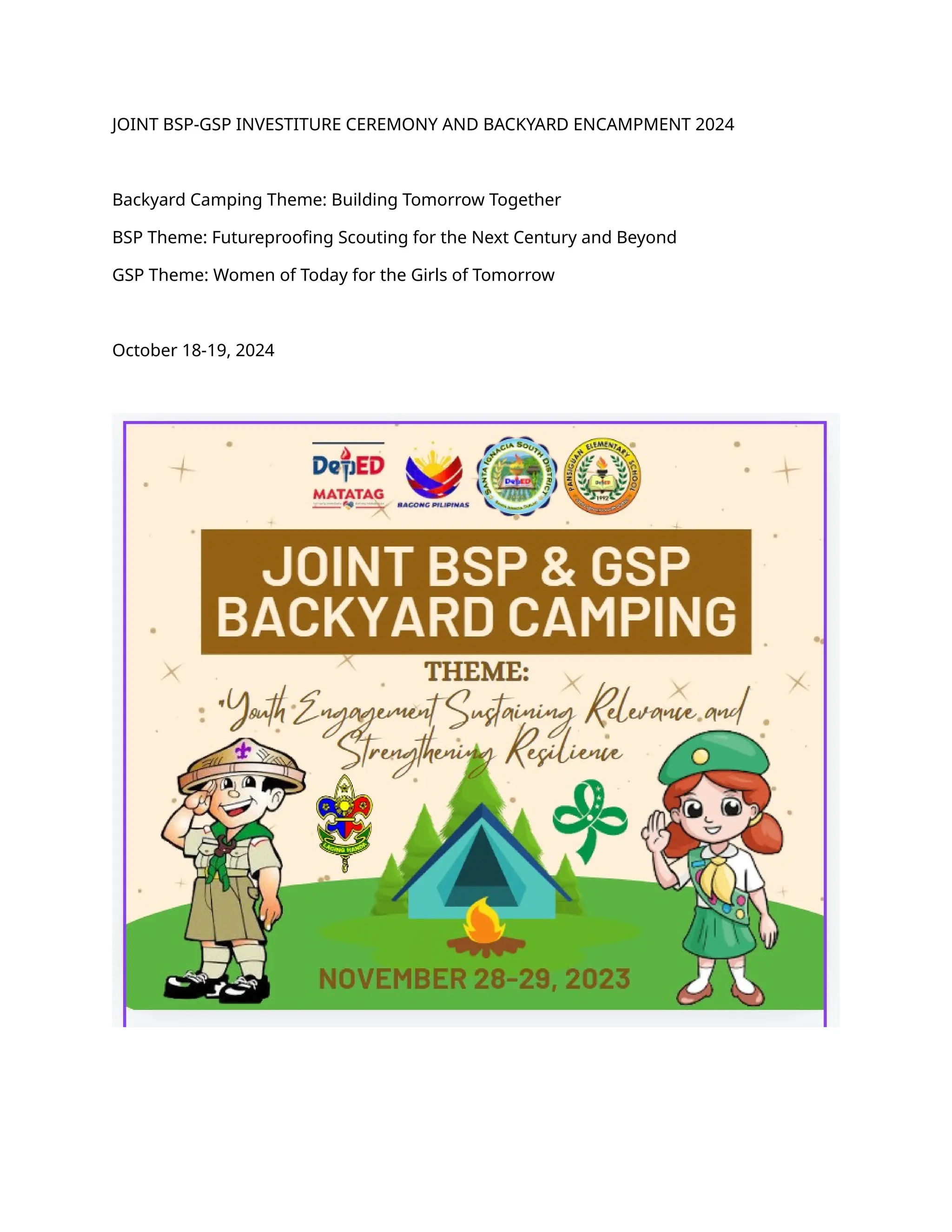 Bsp and Gsp Joint Encampment program 2024 | DOCX