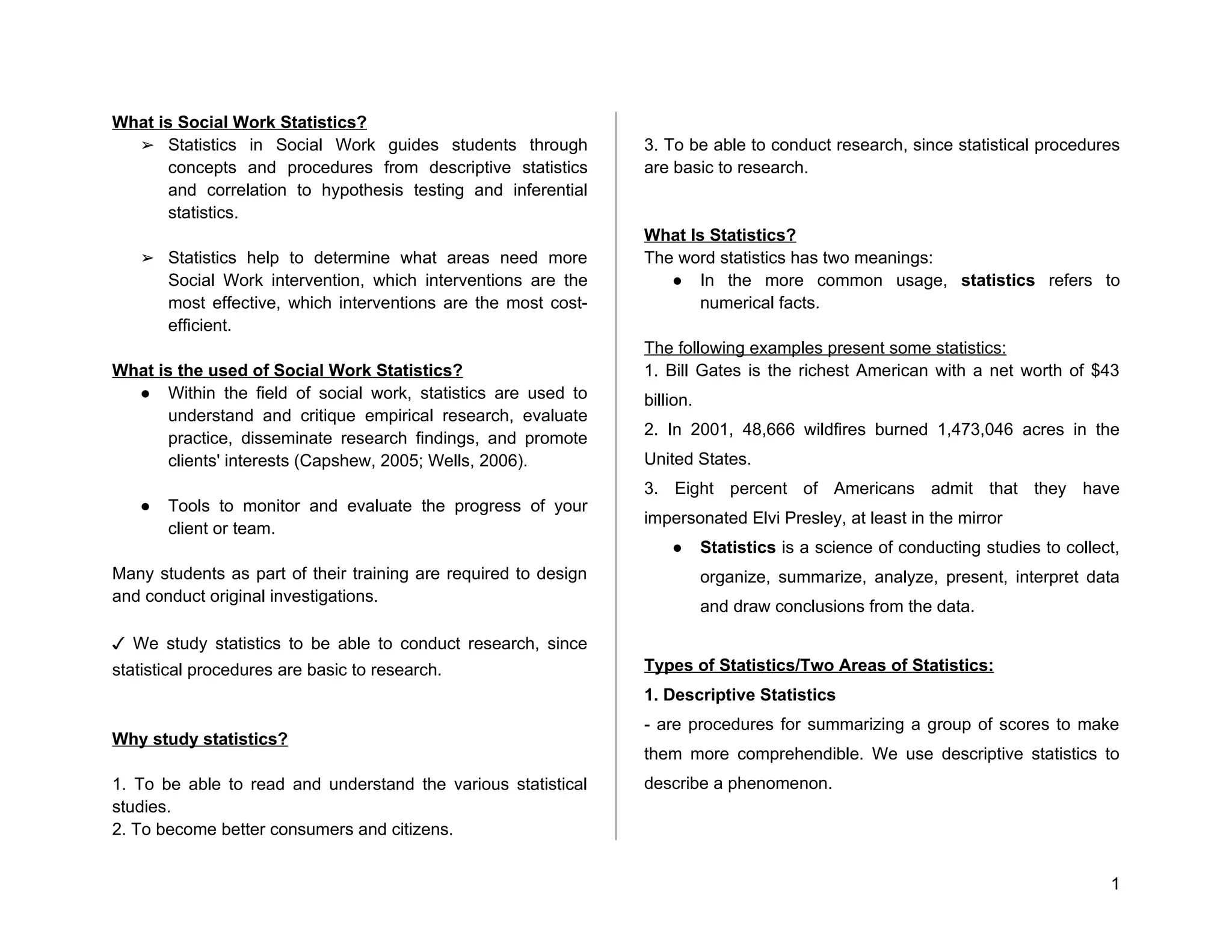 BACHELOR of SOCIAL WORK STATISTICS REVIEWER | DOCX