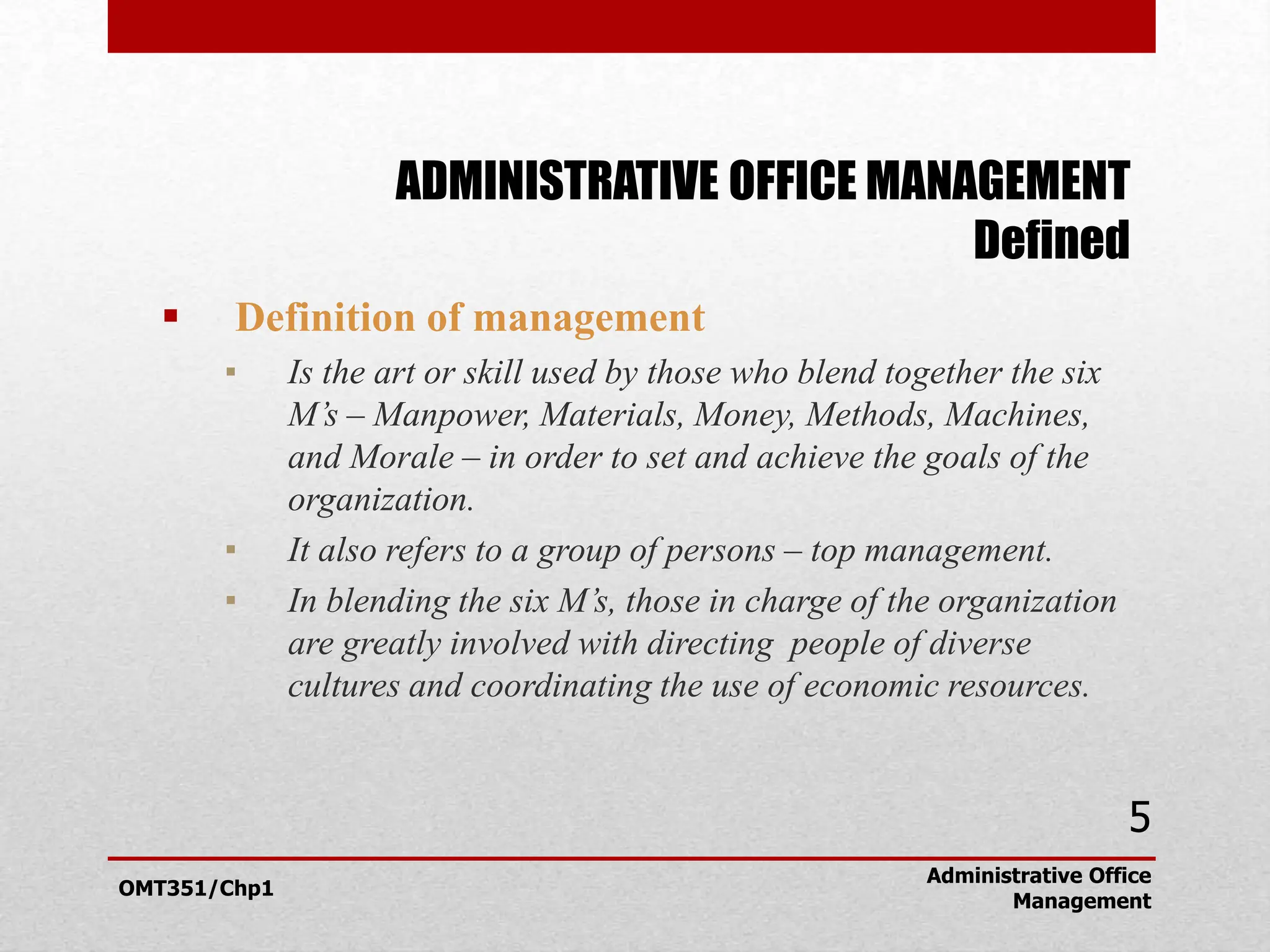 chapter 1 principle of administrative office | PPT
