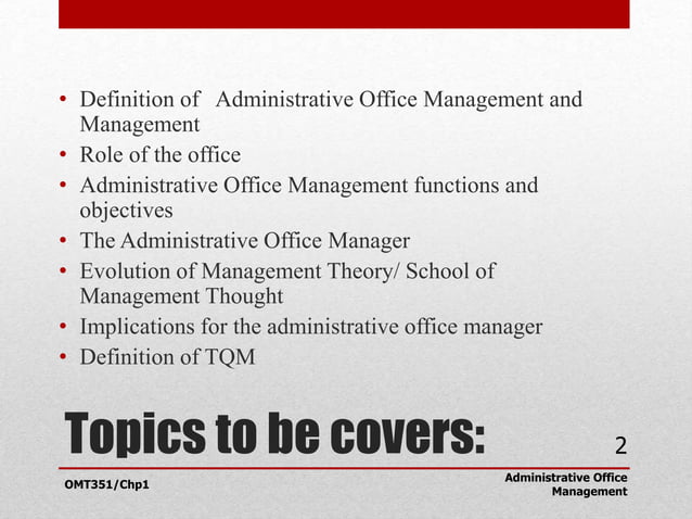 chapter 1 principle of administrative office | PPT