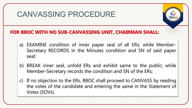 Election Canvassing Process in the Phils | PPTX | Elections | Politics