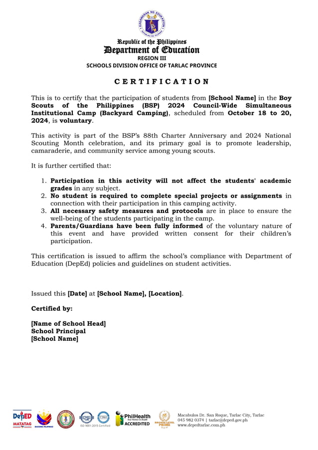 Memorandum for bsp and gsp joint encampment | DOCX