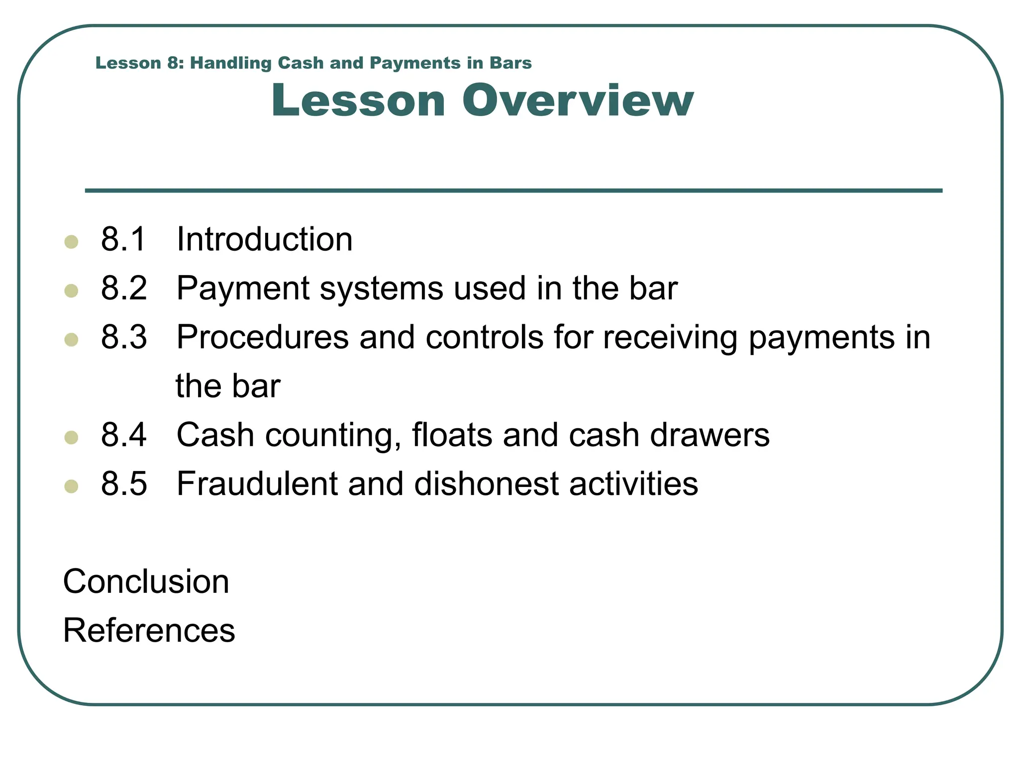 Handling Cash and Payments in Bars ppt. | PPT