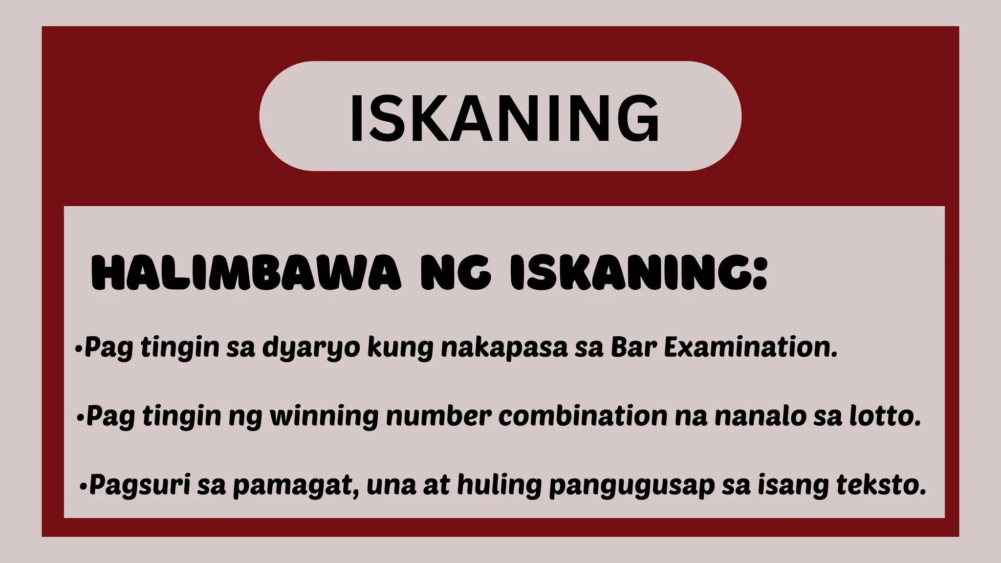 KAKAYAHAN SA PAGBASA: Iskiming at Iskaming | PDF