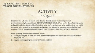 15 efficient ways to teach social studies | PPTX