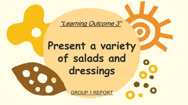 9 - TLE COOKERY (Present a variety of salads and dressings) | PPTX | Healthy Cooking and Eating ...