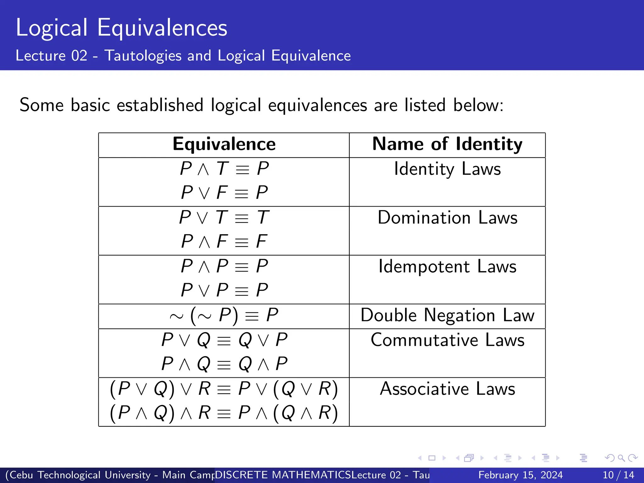 Lecture_02_Tautology_and_Logical_Equivalence | PDF
