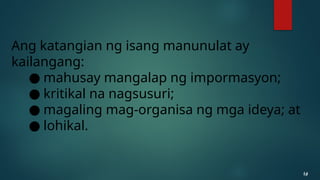 PILING LARANG - KATANGIAN NG AKADEMIKONG PAGSUSULAT | PPTX