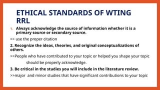 Ethical and Unethical standards of writing RRL | PPTX