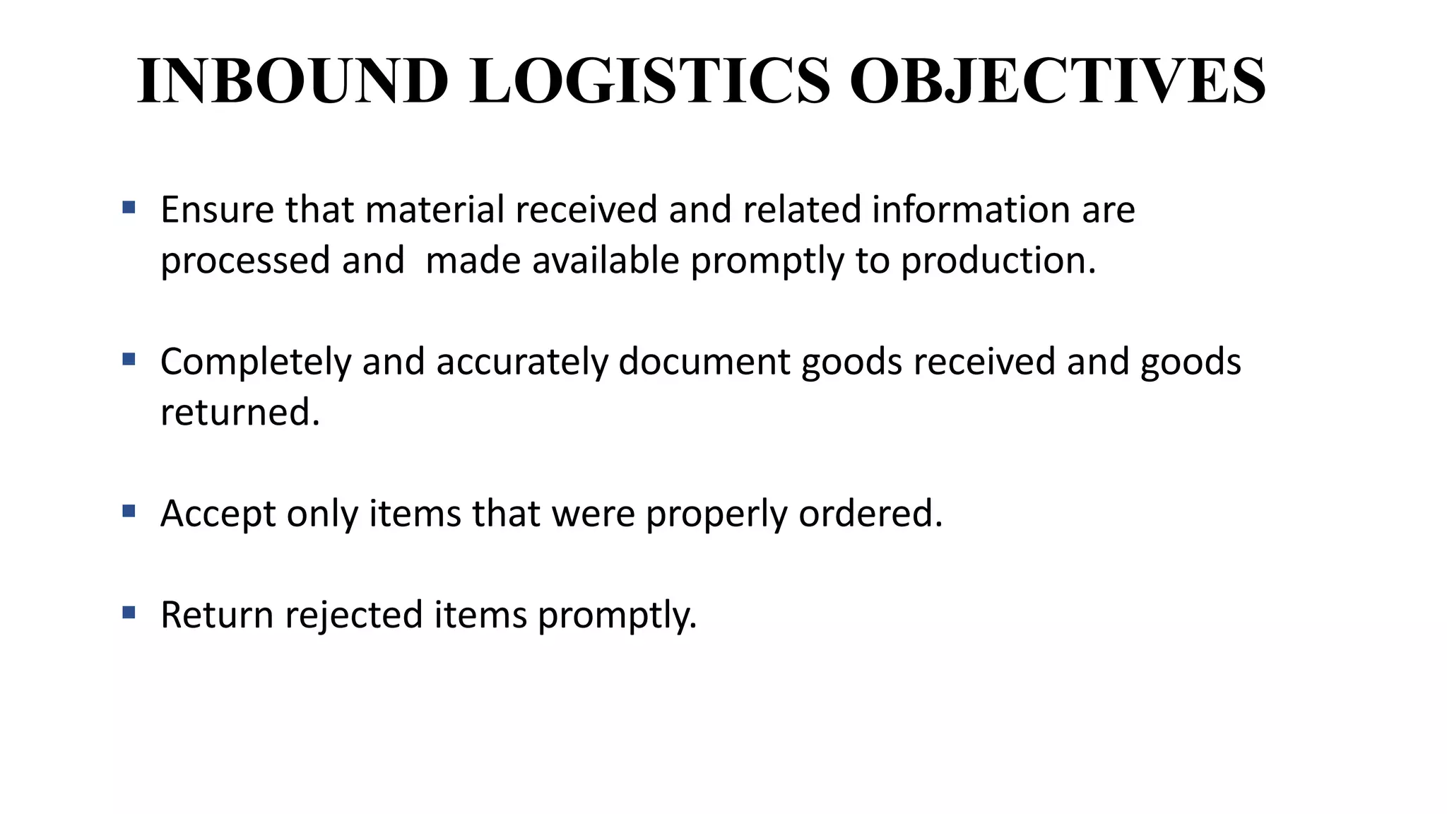 Inbound And Outbound Logistics | PPTX