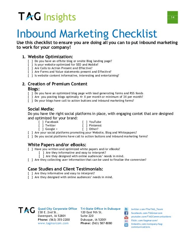 Inbound Marketing Checklist for Success