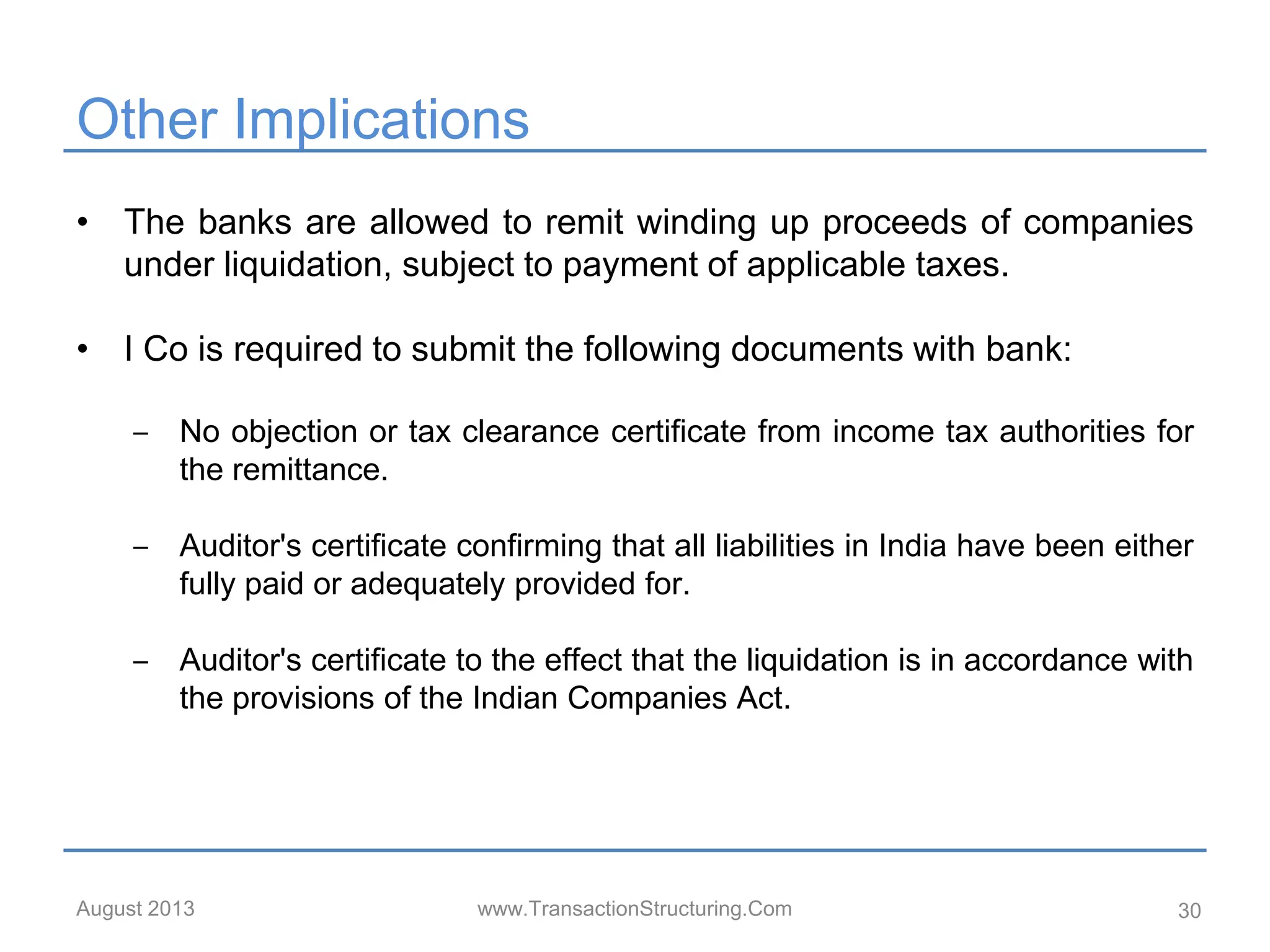 Inbound investment re-organisation - Indian Tax and regulatory issues | PPTX