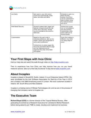 Inca Clinic Product Brochure | PDF | Vaccines | Medical Health