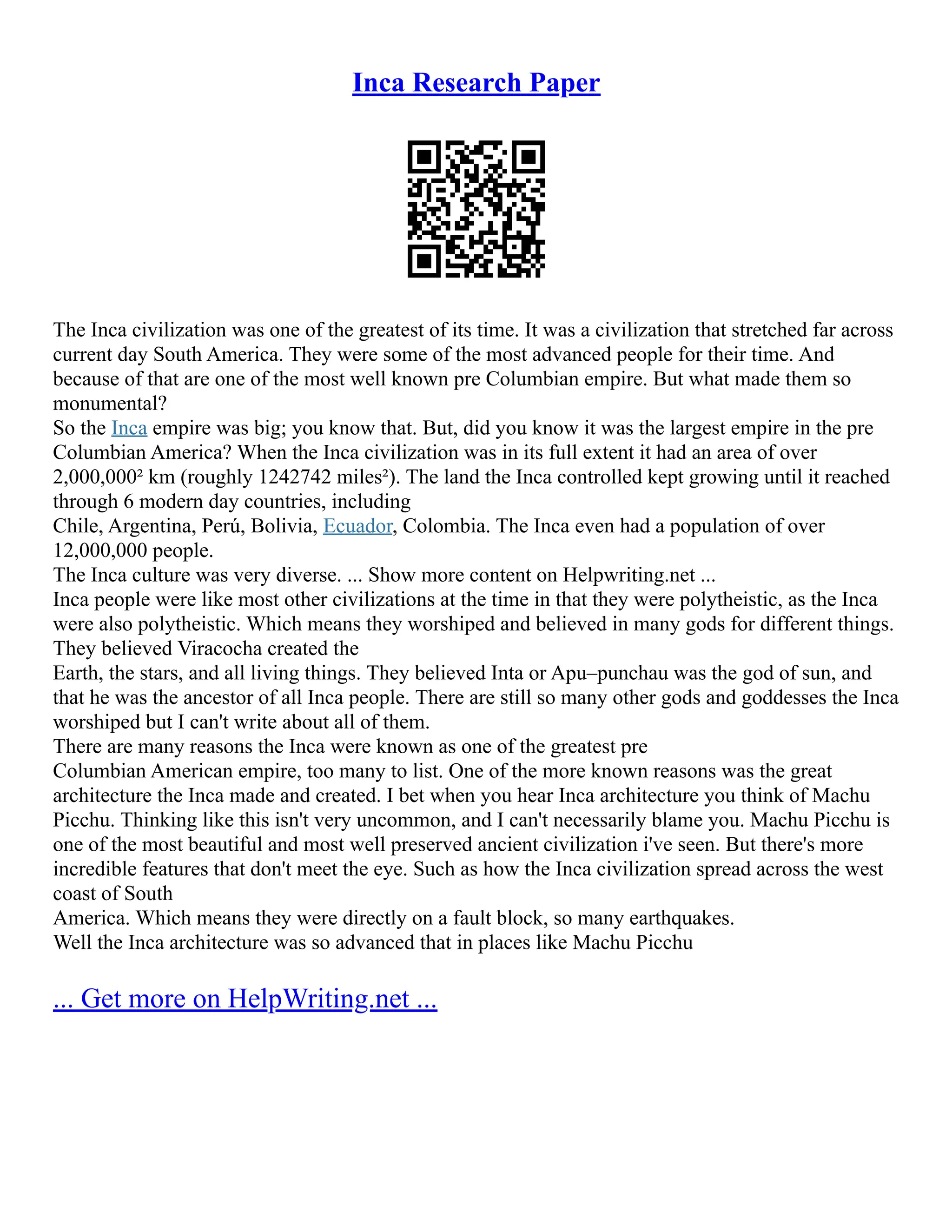 Inca In Peru | PDF