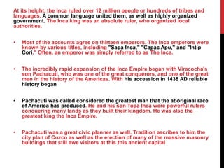 Ancient Civilizations : Inca | PPT
