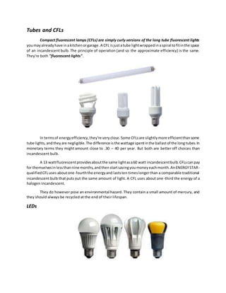 Incandescents Vs CFLs Vs LEDs | DOCX