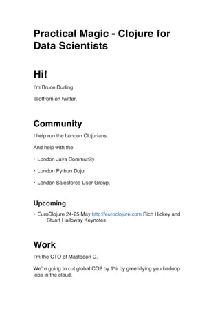 Practical Magic with Incanter | PDF