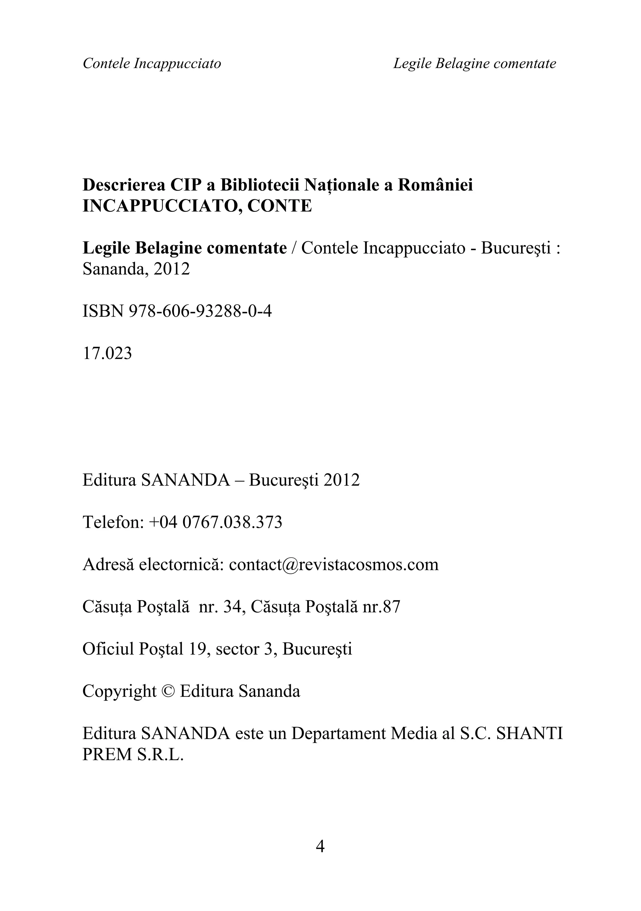 Incapucciato legile belagine comentate - v.1.0 | PDF