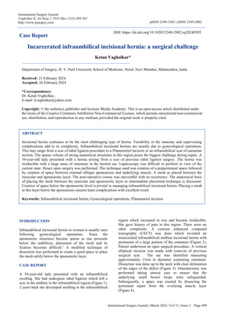 Incarcerated infraumbilical incisional hernia: a surgical challenge | PDF