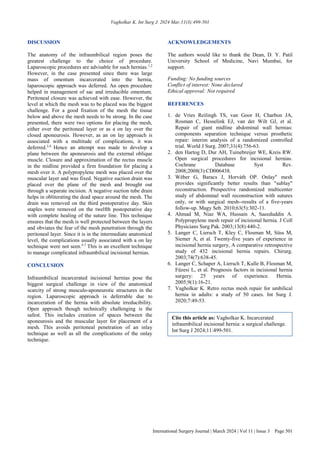 Incarcerated infraumbilical incisional hernia: a surgical challenge | PDF