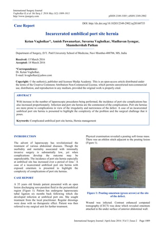 Incarcerated umbilical port site hernia | PDF