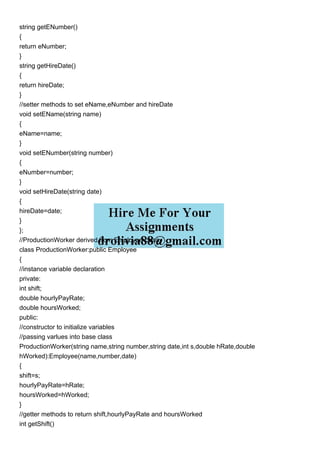 in C++ Design a class named Employee The class should keep .pdf