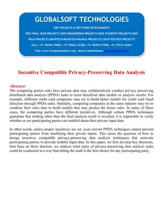 Incentive compatible privacy preserving data | PDF