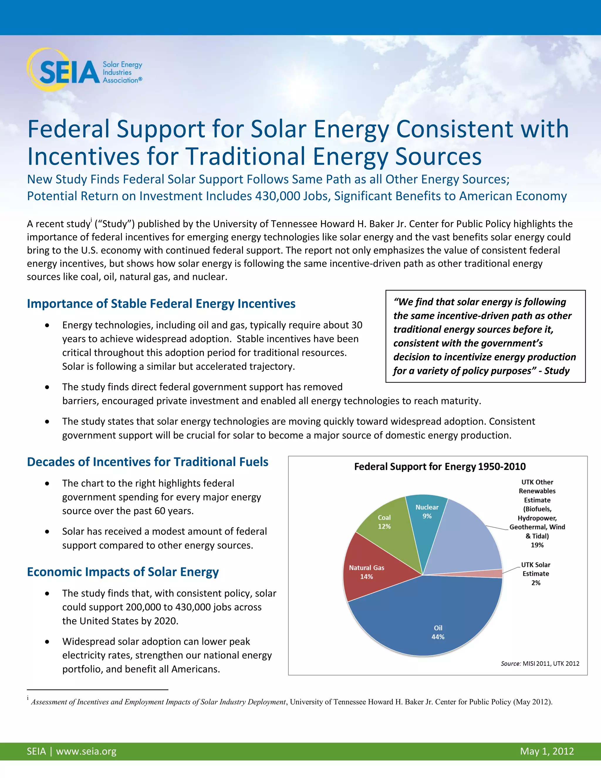 Federal Energy Incentives Fact Sheet | PDF