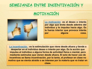 INCENTIVO Y MOTIVACION, para mejorar nuestros | PPTX