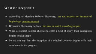 Coursework Presentation - Inception of Scholar's Life | PPTX