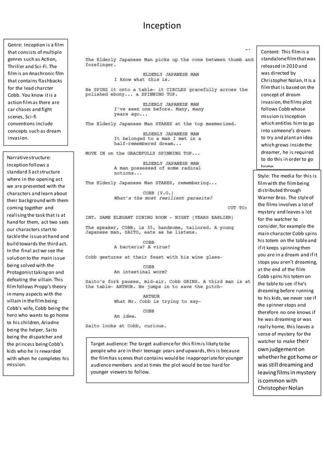 Inception script analysis | PDF
