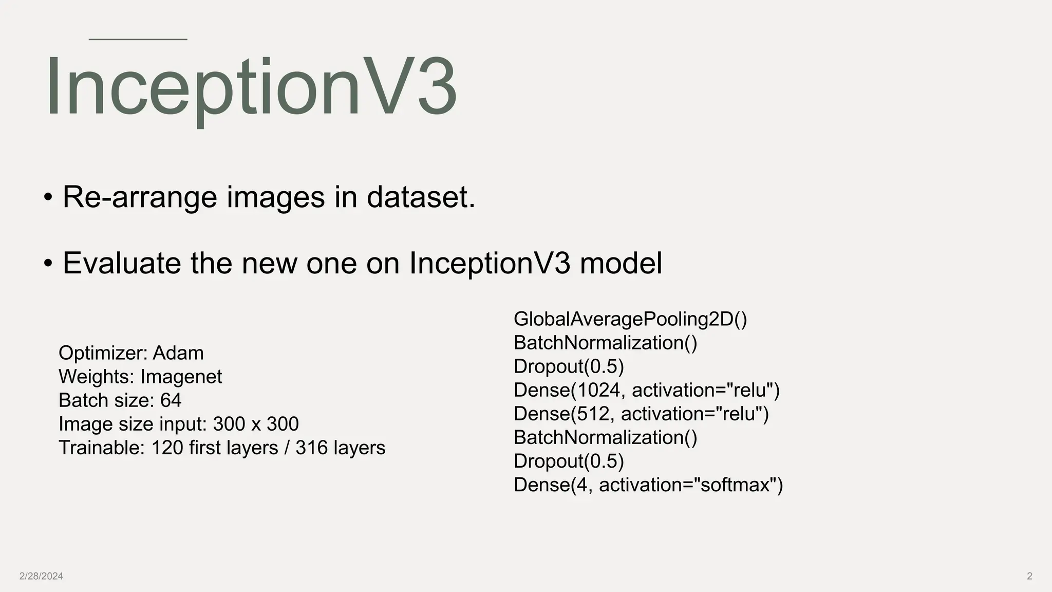 InceptionV3 model deep learning image processing | PPT
