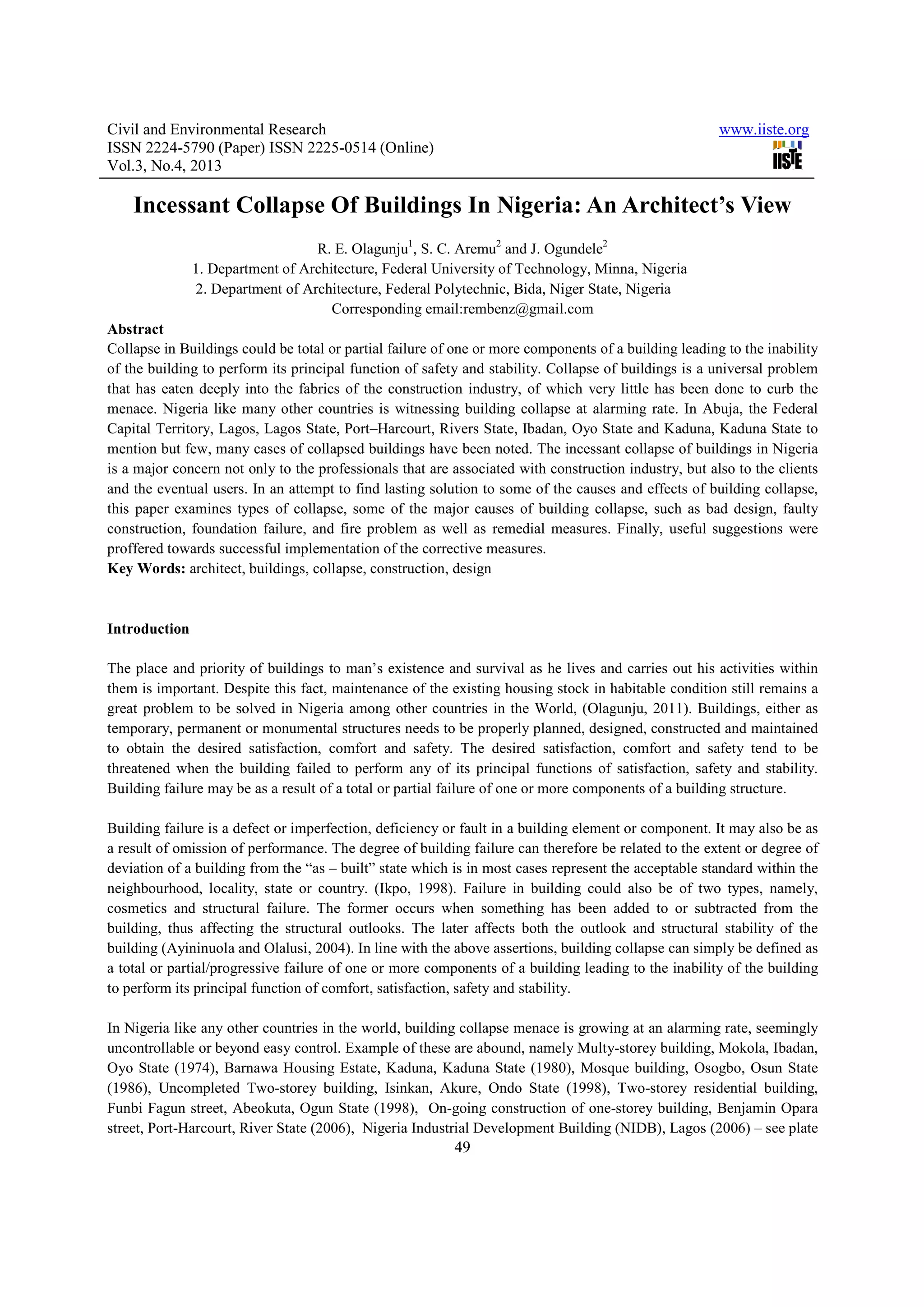 Incessant collapse of buildings in nigeria | PDF