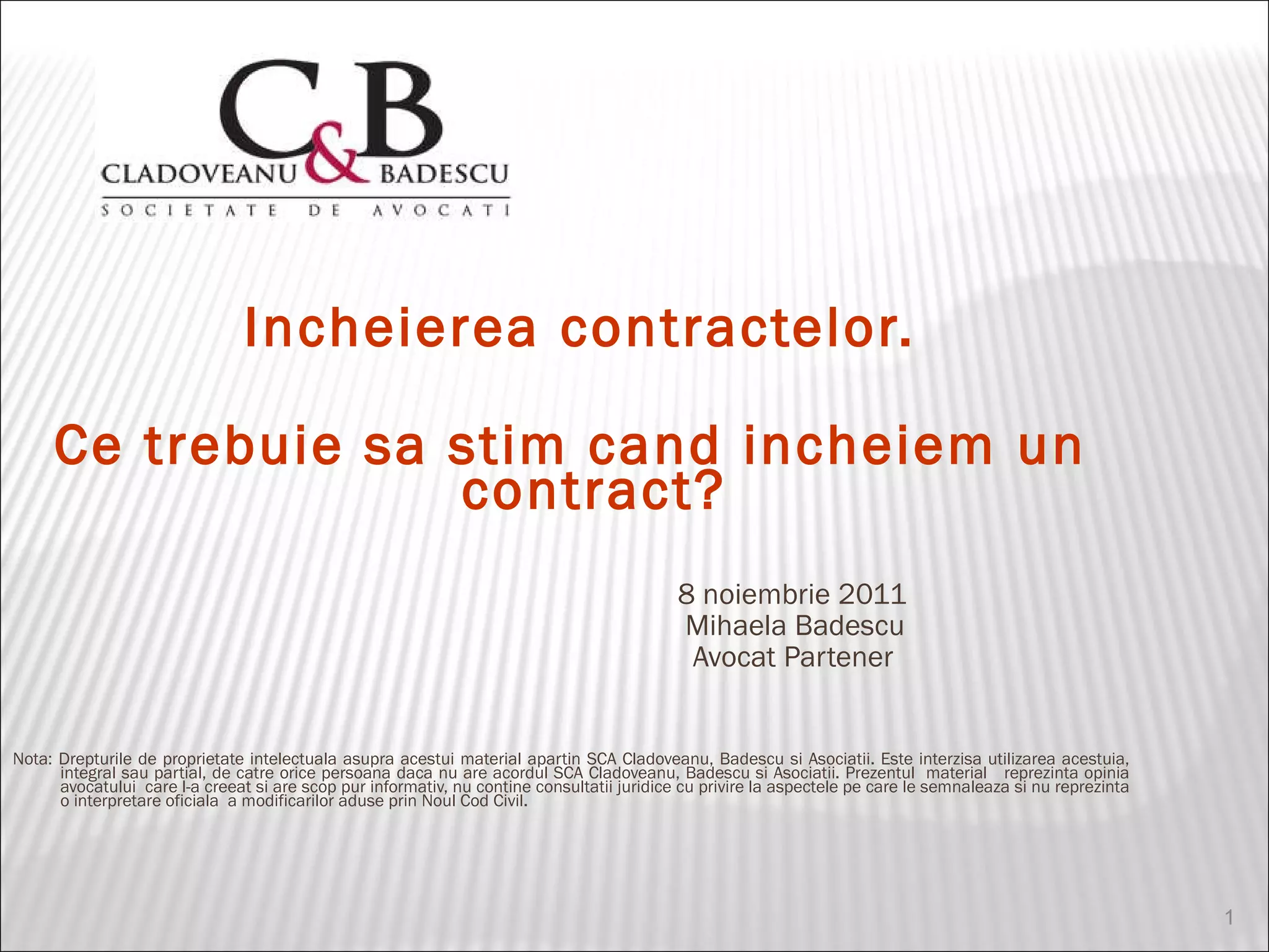 Incheierea Contractelor | PPT