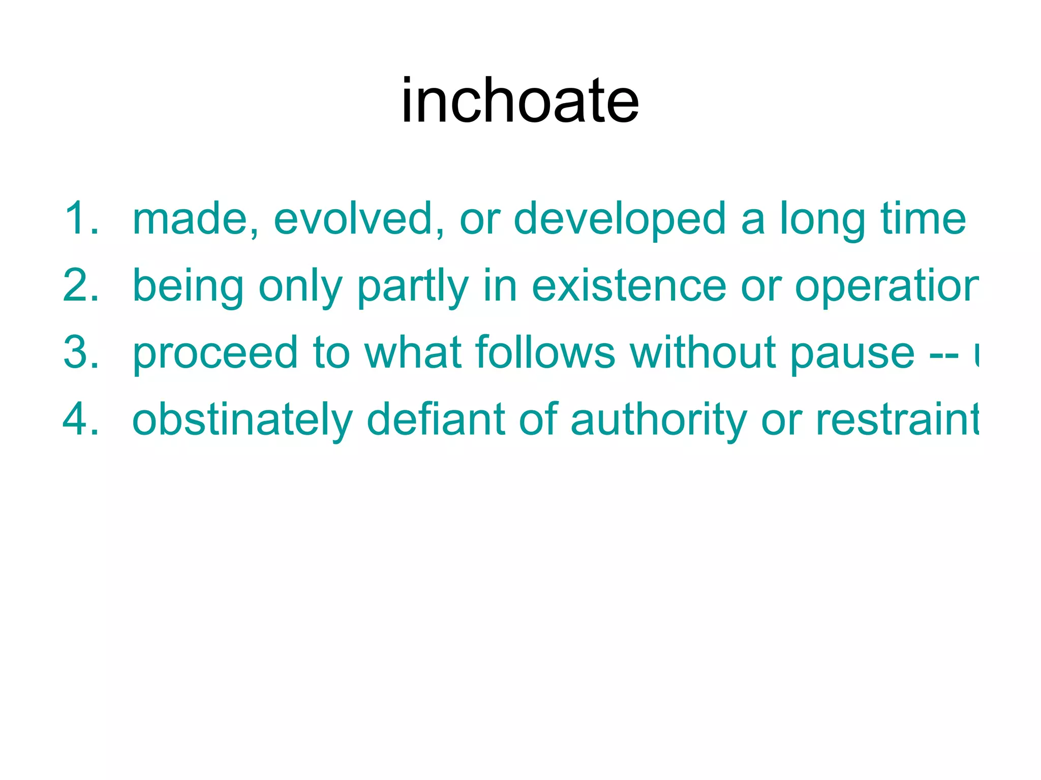 Inchoate Multiple Choice | PPT