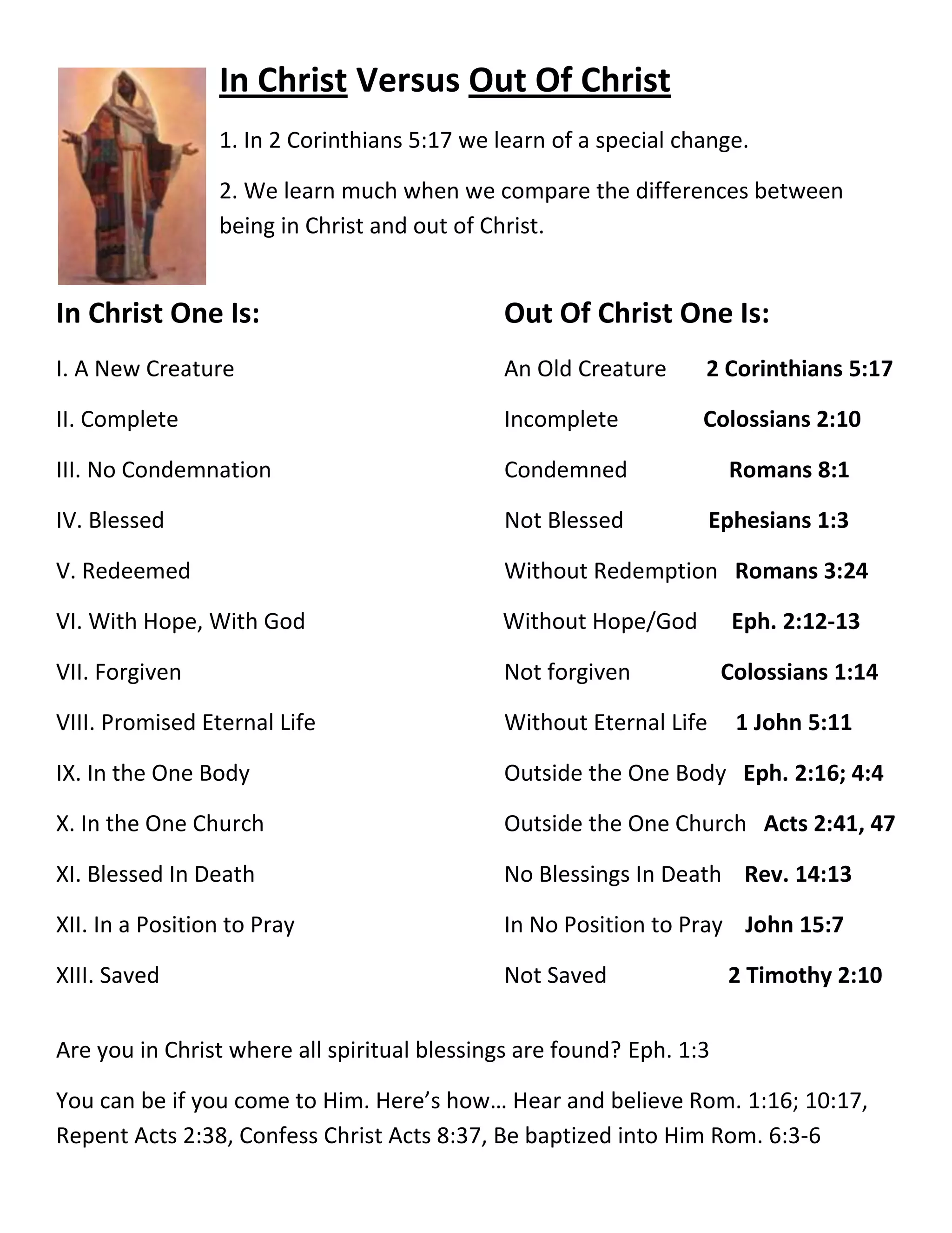 In christ versus out of christ | DOCX