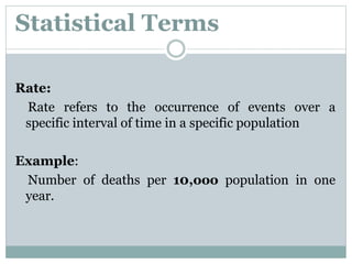 Incidence or incidence rate (Epidemiology short lecture) | PPTX